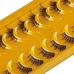 HICOCU Half False Eyelashes Clear Band Russian Strip Lashes D DD Curl Fluffy Mink Lashes Natural Wispy Mink Eye Lashes Pack Reusable Fake Eyelashes Extension 10 Pairs… (HAY-008S)