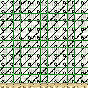 Ambesonne Abstract Fabric by The Yard, Basic Diagonal Knots or Streaks Drawn by Hand in Monochrome Style, Decorative Fabric for Upholstery and Home Accents, Charcoal Grey Eggshell