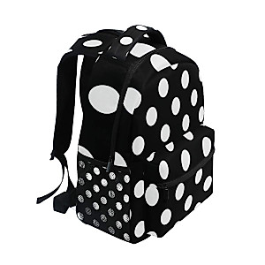 ALAZA Black White Polka Dot Backpack Daypack College School Travel Shoulder Bag