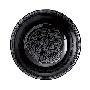 Japanese Black glaze silver dragon Ramen Bowl 8.35