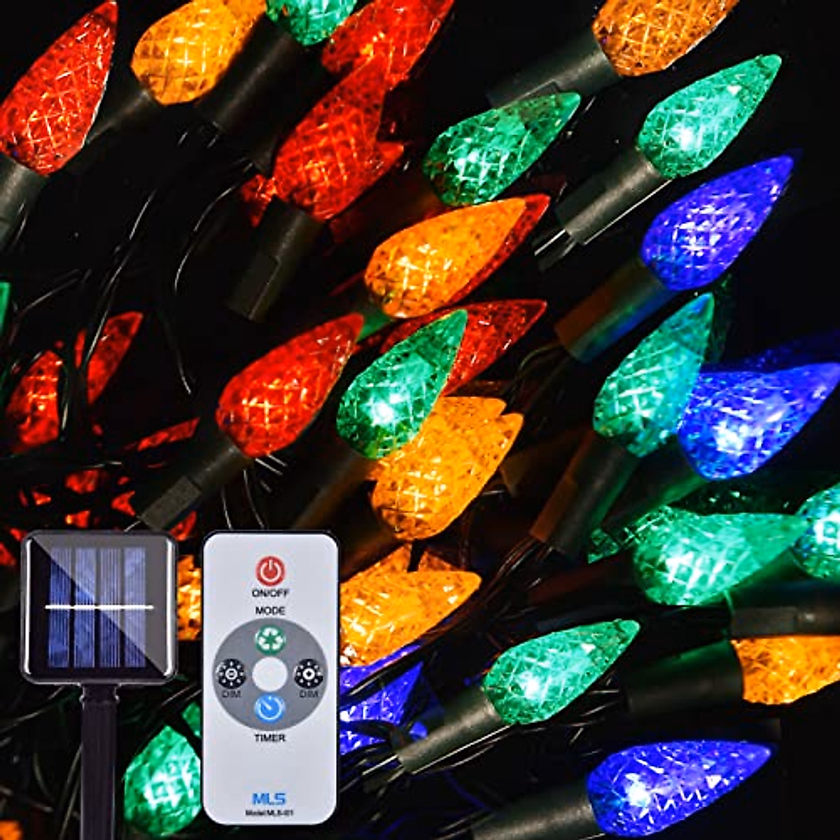 2 Pack 50Led Solar Outdoor Christmas Decorations, 8 Modes Strawberry String Lights with Remote,Christmas Fairy Lights Solar Operated Waterproof for Garden, Yard, Party, Christmas Tree Decorations