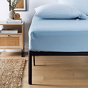 Olee Sleep 14 inch Heavy Duty Steel Slat Anti-slip Support Easy Assembly Mattress Foundation Bed Frame Maximum Storage Noise Free, Black, Metal, Queen