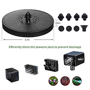 KVISTER Solar Fountain Pump for Bird Bath with LED Lights, 3W Solar Water Pump Floating Fountain w/7 Nozzles, Anti-Drift, Water Cycling for Garden Bird Bath Pond Backyard Decoration