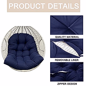SEAHOME Hanging Basket Hanging Egg Chair Cushions,Indoor/Outdoor Swing Chair Cushion,Waterproof Soft Comfy Hammock Chair Seat Pads Back Cushion,Basket Chair Cushion for Patio Garden (Navy Blue)