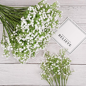 Yunuo Artificial White Baby Breath/Gypsophila Silk White Flowers 12 PCS Wedding Home Party Decor Gift (White)