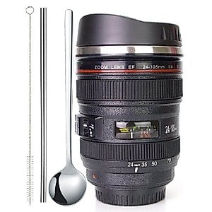 POXIWIN Camera Lens Coffee Mugs,Stainless Steel Camera Lens Cups,Unique Gift Idea for Photographers,Novelty Coffee Mugs for Home Supplies,Men,Women,Christmas