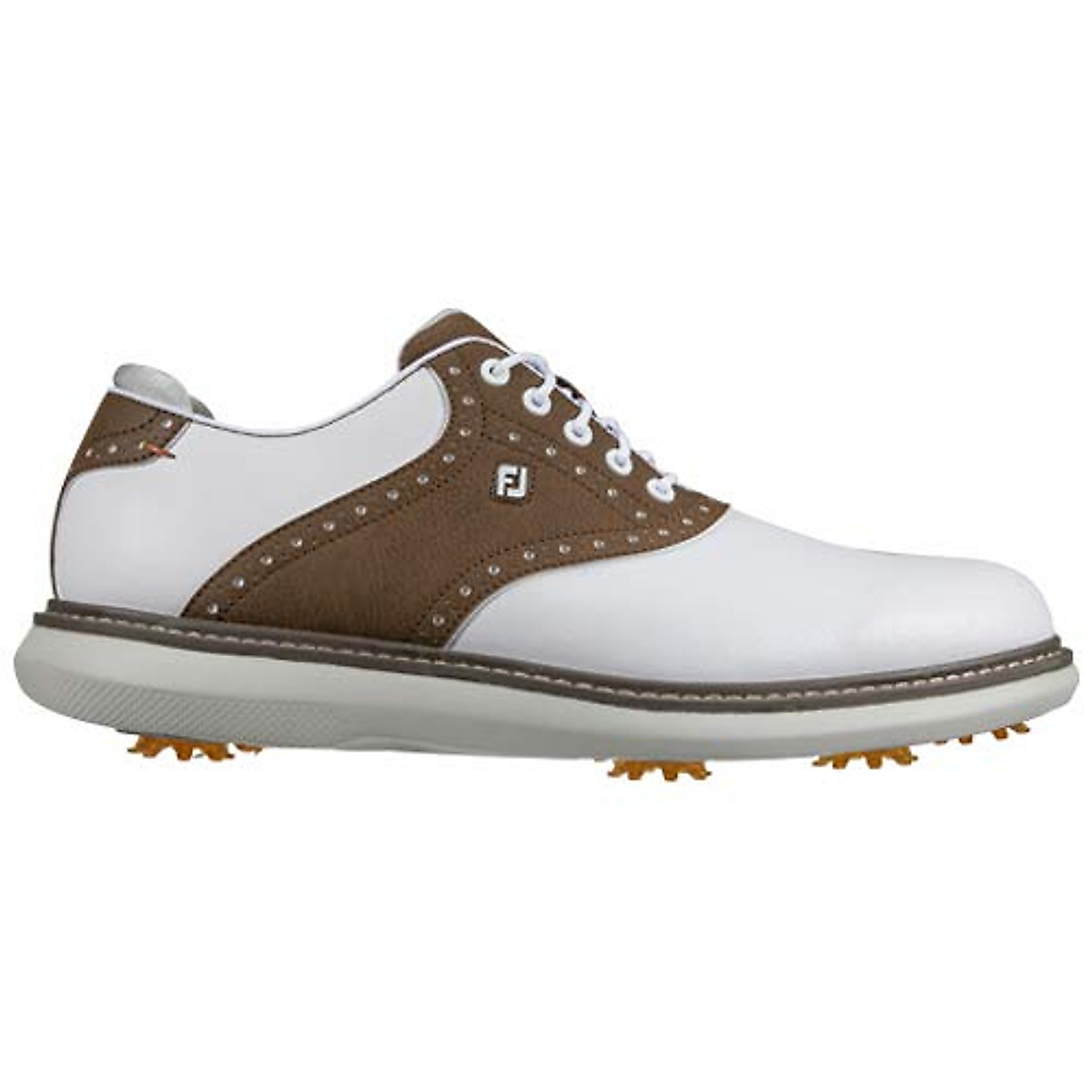 FootJoy Men's Traditions Previous Season Style Golf Shoe, White/Brown, 7.5 Wide