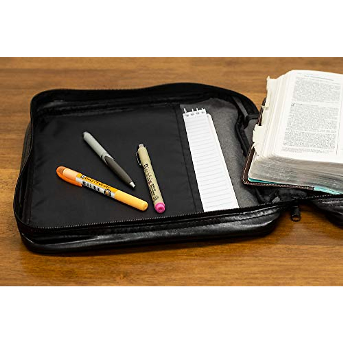 Black Leatherette Bible Cover Case with Handle, (Maxi) 2X-Large
