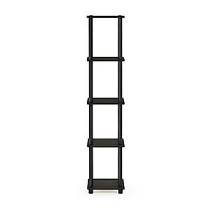 FURINNO Turn-N-Tube 5-Tier Corner Square Rack Display Shelf, Round, Espresso/Black