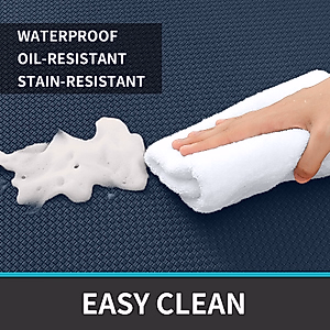 DEXI Kitchen Mat Cushioned Anti Fatigue Comfort Mat, Non Slip Kitchen Rug Set Memory Foam Kitchen Mats Set for Floor, Waterproof Kitchen Runner Rugs for Sink, 17"x47"+17"x70", Navy