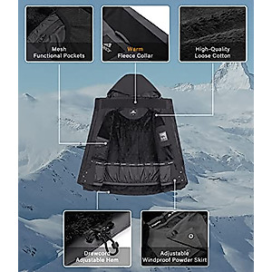 Athrock Winter Jackets for Men Ski Snow Waterproof Fleece Warm Snowboard Coats Hooded Windbreaker Rain Jacket