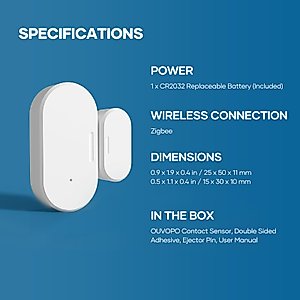 OUVOPO Zigbee Door Sensor 4 Pack, Mini Smart Door Sensor, Home Automation, Kid Safety, Work with Alexa, SmartThings, Home Assistant, Aeotec, Hubitat, Homey with Build-in Zigbee Hub, Hub Required