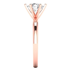 1.5 Ct Brilliant Round Cut Clear Simulated Diamond 14K Rose Gold Solitaire Engagement Promise Bridal Ring Size 10