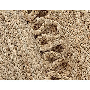 MORE Natural Fiber Round Collection 5' x 5' Round Natural Handmade Boho Braided Jute Area Rug
