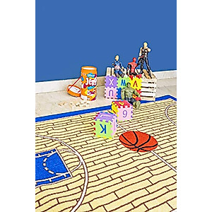 Furnish my Place 695 Basketball Blue Kid Play Area Rug for Bathroom, Playroom & Kindergarten Classroom, Basketball Court, Blue (3'3"x5')