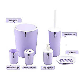 Bathroom Set 6pcs Bathroom Accessories Set,Include Soap Dispenser,Toothbrush Holder,Toothbrush Cup,Soap Dish,Toilet Brush Holder,Trash Can,Be Applicable Home Decor