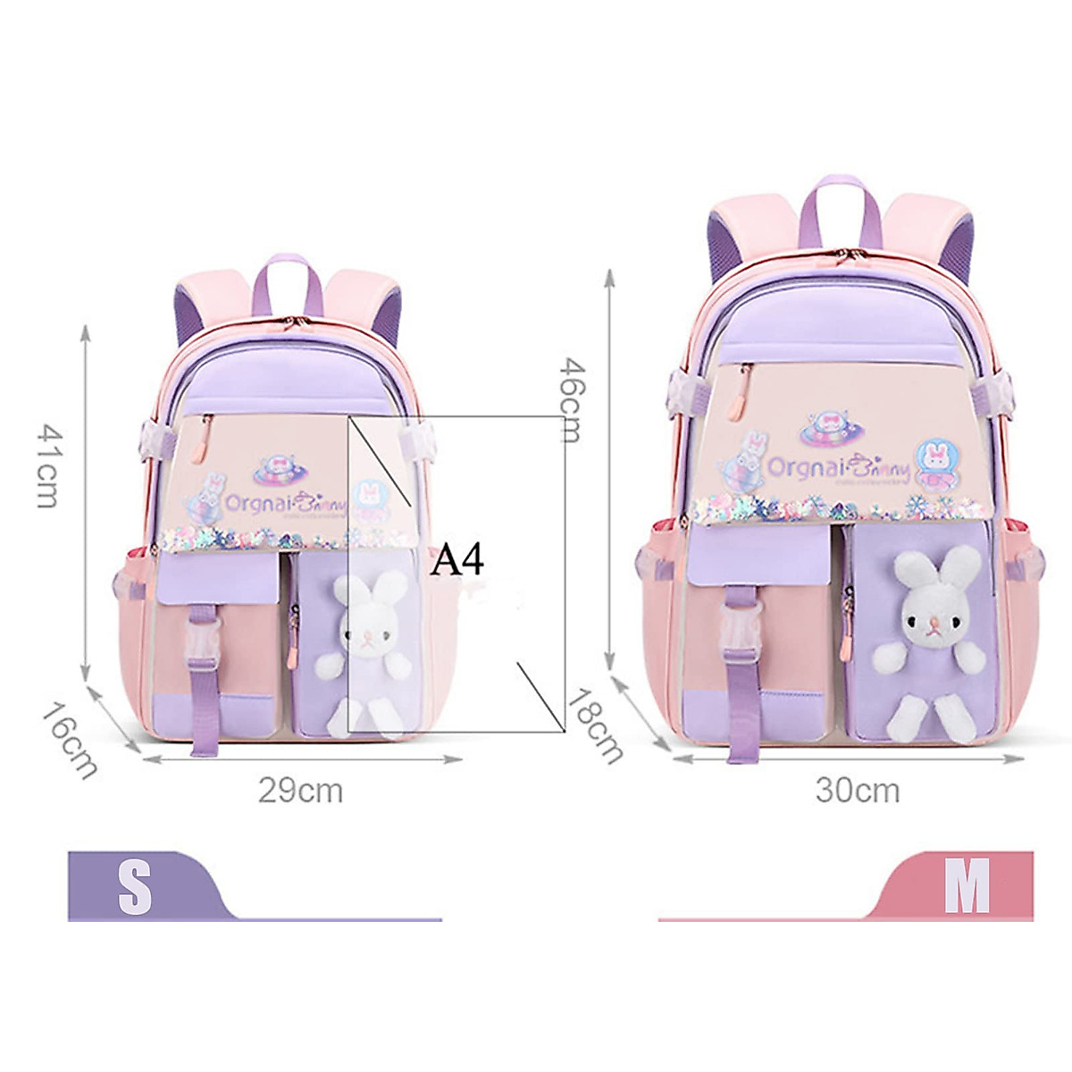 Cute Backpack Kawaii Waterproof Laptop Backpack Purple Medium