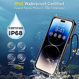 Humixx for iPhone 14 Pro Case Waterproof, Built-in 9H Lens & Screen Protector [IP68 Underwater][14FT Military Protection][360 Full-Body Shockproof][Dustproof] Case for iPhone 14 Pro 6.1'' -Black