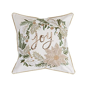 Creative Co-Op 18" Square Beaded Cotton Pillow