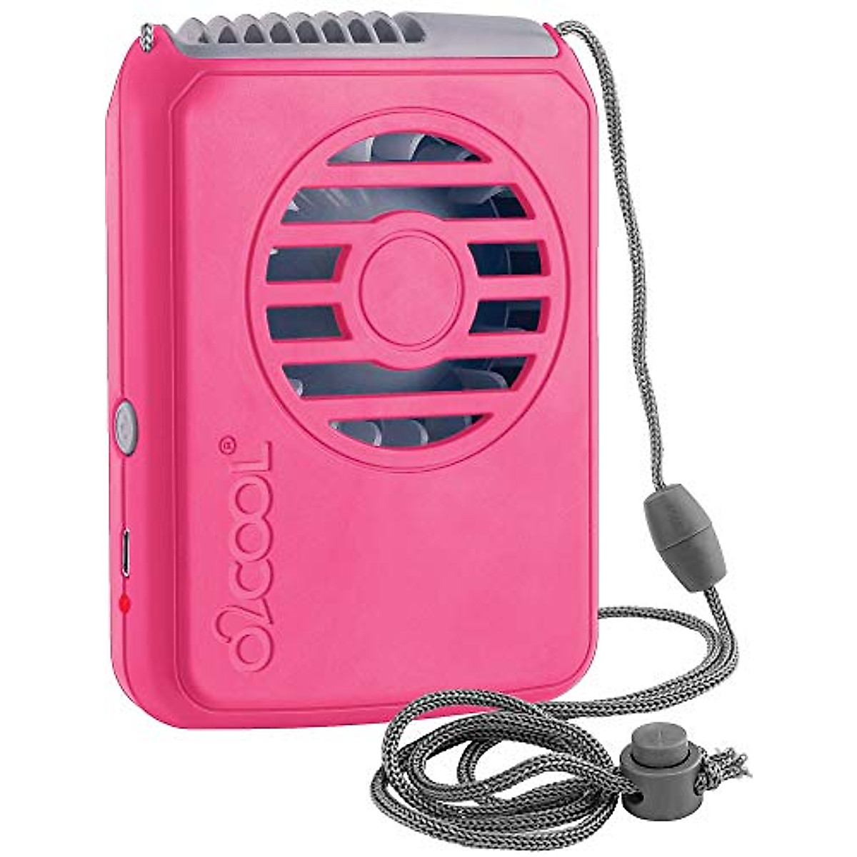 O2COOL Personal Travel Rechargeable Battery Powered Neck Cooling Fan, 2-Pack (Pink/Gray)
