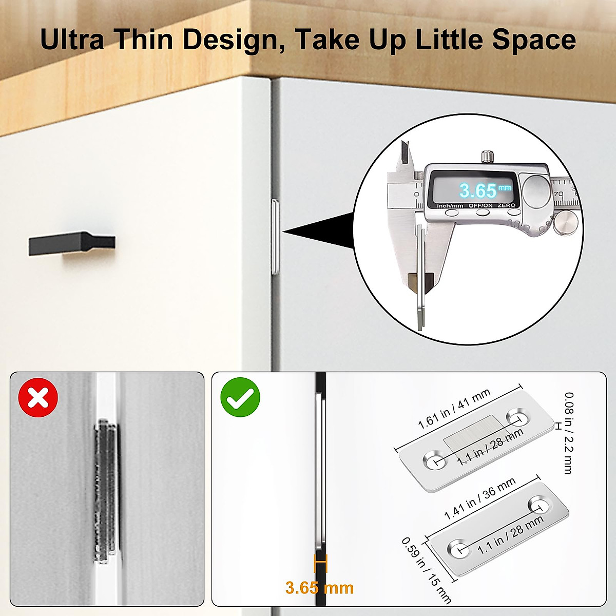 Cabinet Sliding Door Magnets Jiayi 18 Pack Ultra Thin Magnetic Door Catch Stainless Steel Drawer Magnet Catch for Kitchen Door Closure Cabinet Closer Cupboard Closet Door Magnetic Latches Hardware