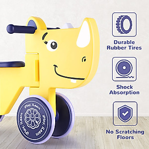 iPlay, iLearn Toddler Ride on Toy, Outdoor Baby Riding Bike W/ 4 Wheels, Infant Animal Push Toys, Early Development Tricycle Rider, Birthday Gifts for 18 Month, 2 3 4 Year Old Kids Boys Girls