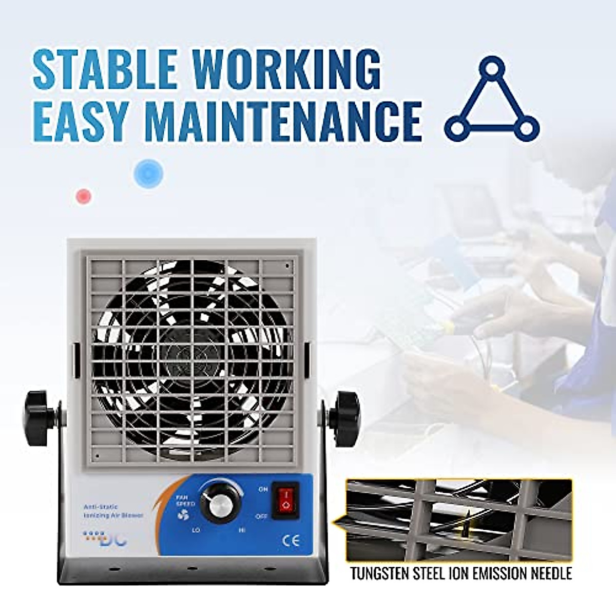 Hanchen Ionizing Air Blower New DC Type Anti Static Ionizer Electro-Static Discharge Ionizer Static Fan Electrostatic Elimination Discharge Static Ionizer