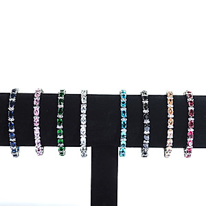 KEZEF Tennis Bracelets For Women - Cubic Zirconia - Oval 7x5mm Pink Gemstones - Round 2.50mm White CZ - Silver Plated Brass - 7 Inch - Hypoallergenic Bracelets