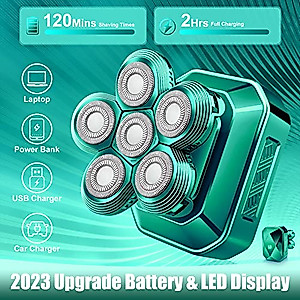 Head Shavers for Bald Men, 6-in-1 Electric Razor for Men, 7D Anti-Pinch Mens Grooming Kit with Nose Hair Trimmer, Beard Trimmer for Men, Waterproof & Rechargeable Electric Shavers Gift for Men