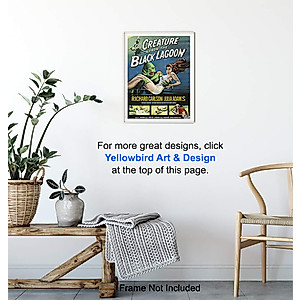 Creature From the Black Lagoon - 8x10 Vintage Hollywood Horror Movie Poster Wall Art Print - Creepy Classic Scary Movie Home Decor Picture for Man Cave, Boys Bedroom, Teens Room - Gift for Men