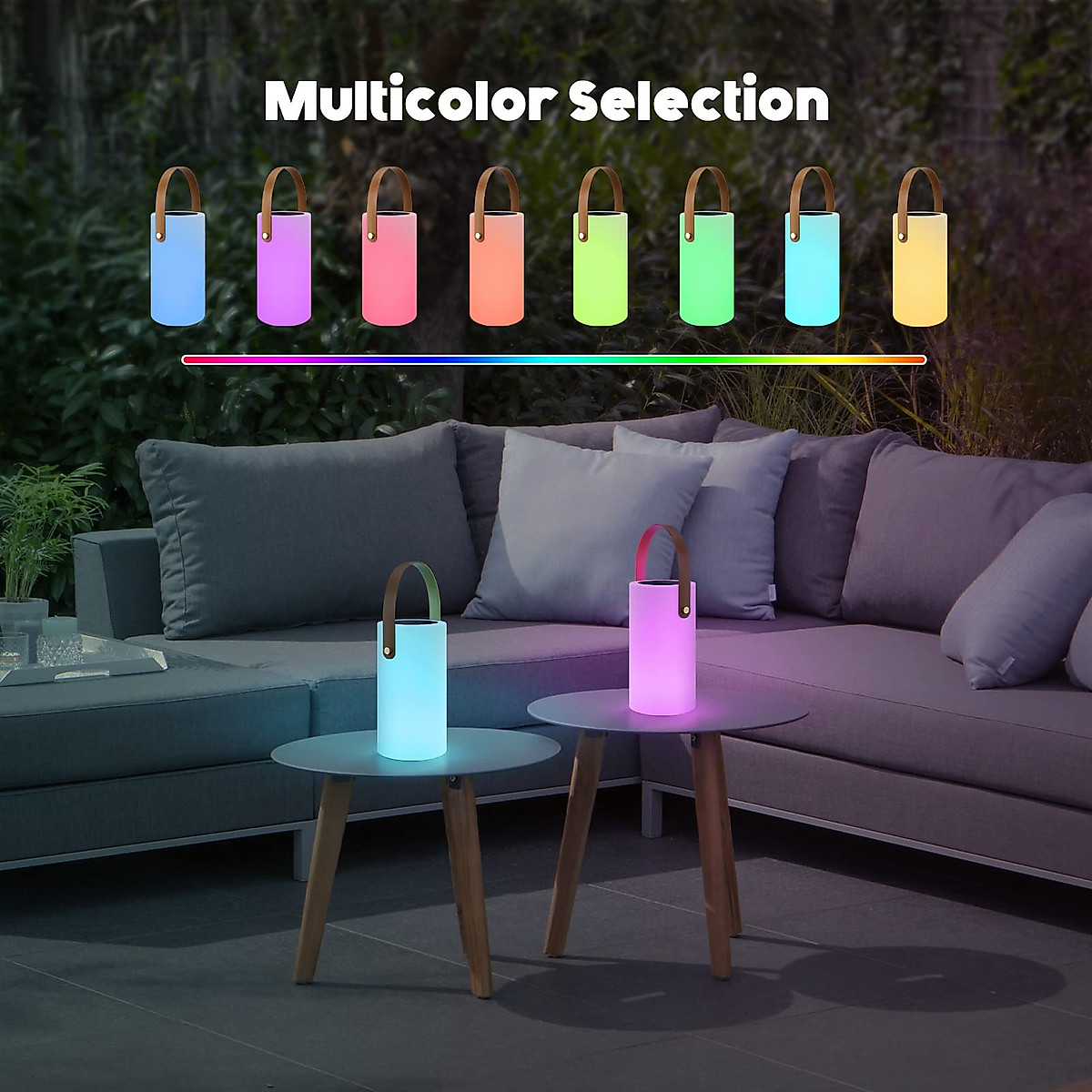 NiceBuy Solar Table Lamp Outdoor Waterproof Portable LED Table Lamp Warm RGB Rechargeable Cordless Lamp for Patio Deck Camping Indoor/Outside