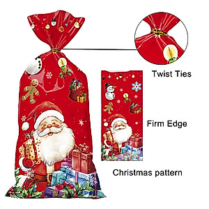 gustach Christmas Treat Bags, 160 PCS 8 Styles Christmas Candy Bags, Christmas Cookie Bags, Christmas Cellophane Treat Bags