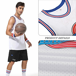 Mens Basketball Jersey Lola#10 Bugs#1 : Space Movie Jerseys 90s for Halloween Sports Hip Hop Party Clothing Set (as1, Alpha, x_l, Regular, Regular, #1 White)