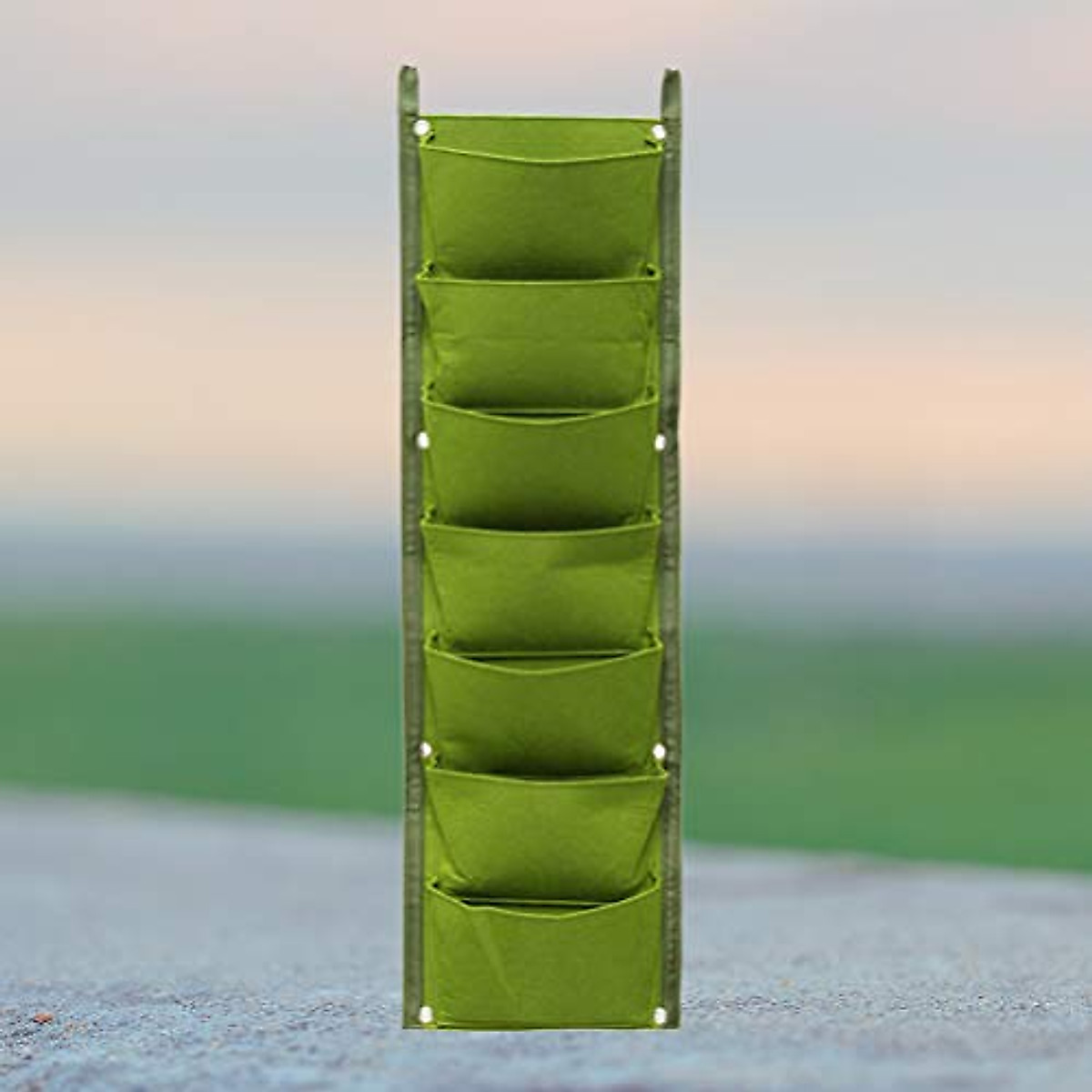 Cabilock Hanging Wall Plants 7- Pocket Vertical Hanging Planter Nonwoven Fabric Hanging Garden Planter Bag Wall Plant Grow Bag for Indoor Outdoor Balcony Planting Phyto