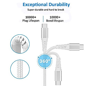 USB Type C Cable 6FT 2Pack Fast Charging Cable USB C Charger Phone Cord for Samsung Galaxy A01 A02s A03s A10e A11 A12 A13 A14 A20 A21 A32 A42 A52 A53 A50 A51 S21 S22, Moto G7/G6, LG K51 Stylo 6 5 4