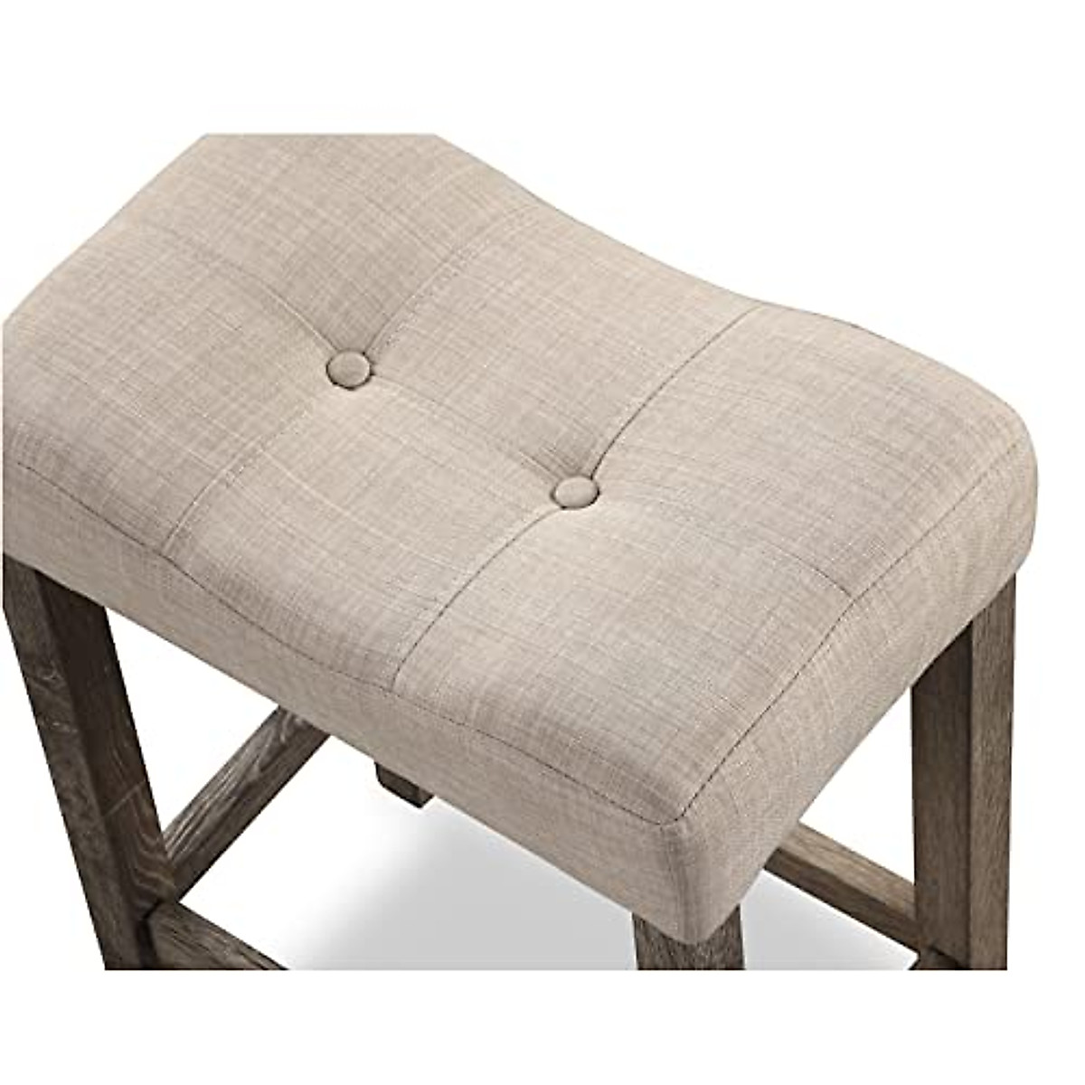 Roundhill Furniture Sora Button Tufted Counter Height Saddle Stools, Set of 2, Taupe