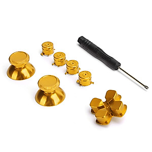 4 Pack Thumbstick,Simulates Grip Metal Aluminum Alloy Thumbsticks Analog Replacement for PS4 Gamepad Controller Joystick Replacement with Screwdriver(Yellow)