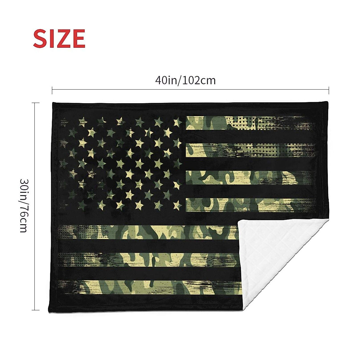 American Flag with Green Camo Baby Blanket Super Soft Microfiber Swaddling Blankets Wrap for Boys and Girls