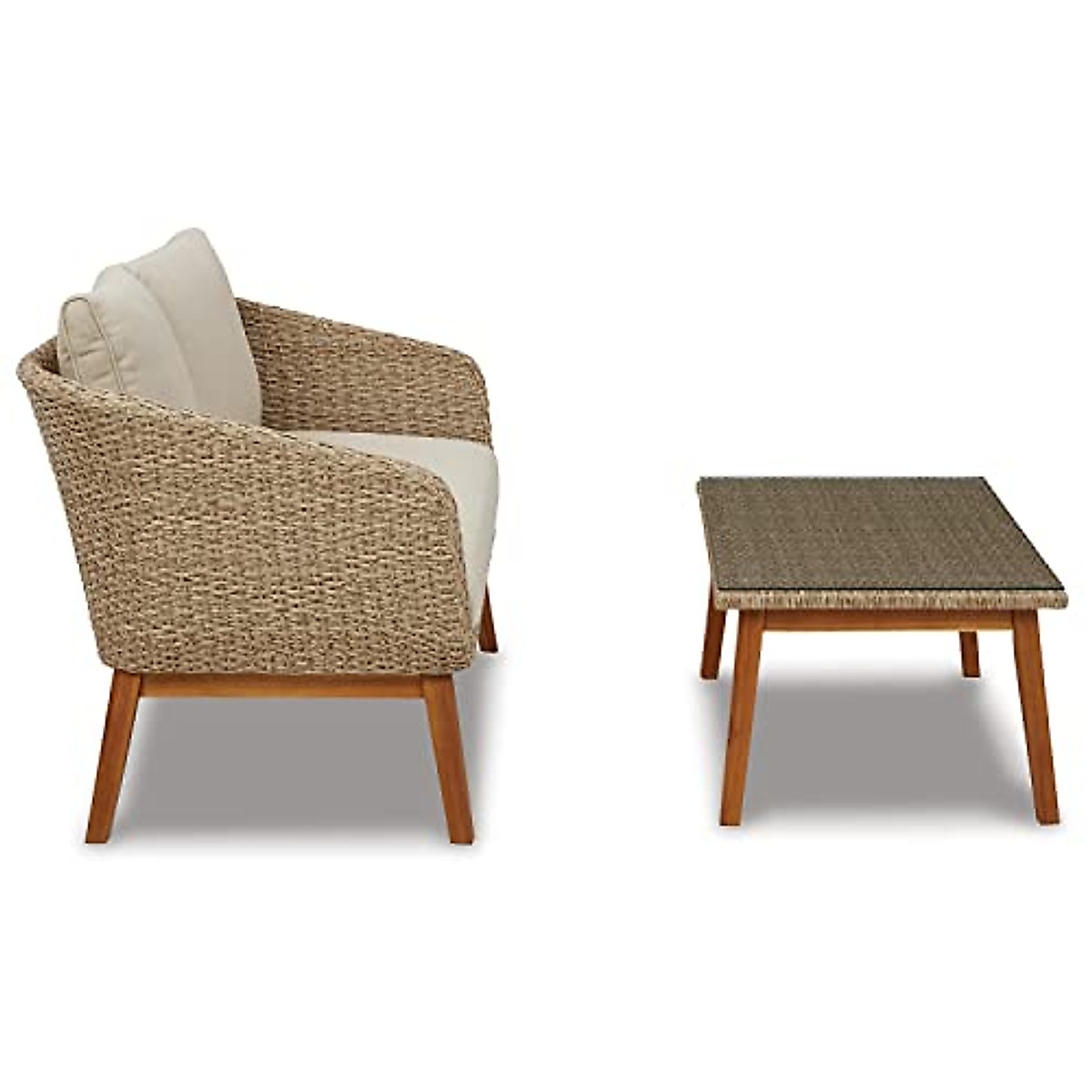 Signature Design by Ashley Crystal Cave Loveseat with Table Set of 2, 0, Beige