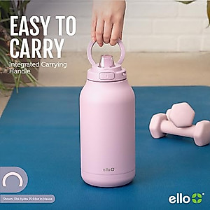 Ello Hydra 64oz Half Gallon Vacuum Insulated Stainless Steel Jug with Locking, Leak-Proof Lid and Soft Silicone Straw, Metal Reusable Water Bottle, Keeps Cold All Day, Mauve