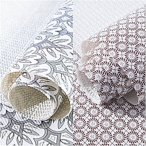RAY STAR 18X96 Inch Shelf Liner for Kitchen Cabinets, Non-Adhesive Cabinet Liner Washable, PVC Drawer Liner for Dresser Non-Slip Bathroom (Circle+Black Floral)