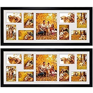 WIFTREY 3 Pack Wall Mount Floating Corner Shelves and 2 Pack 4x6 Picture Frames Collage with 9 Openings