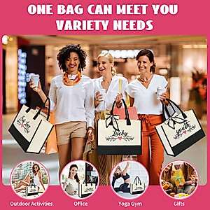 OLSUNOR Personalized I Love You Canvas Beach Bag Monogram Birthday Gifts for Women Embroidery Tote Bag w Makeup Bag Inner Zipper Pocket Customized Ribbon for Women, Mom, lover, Friends, Bridesmaids