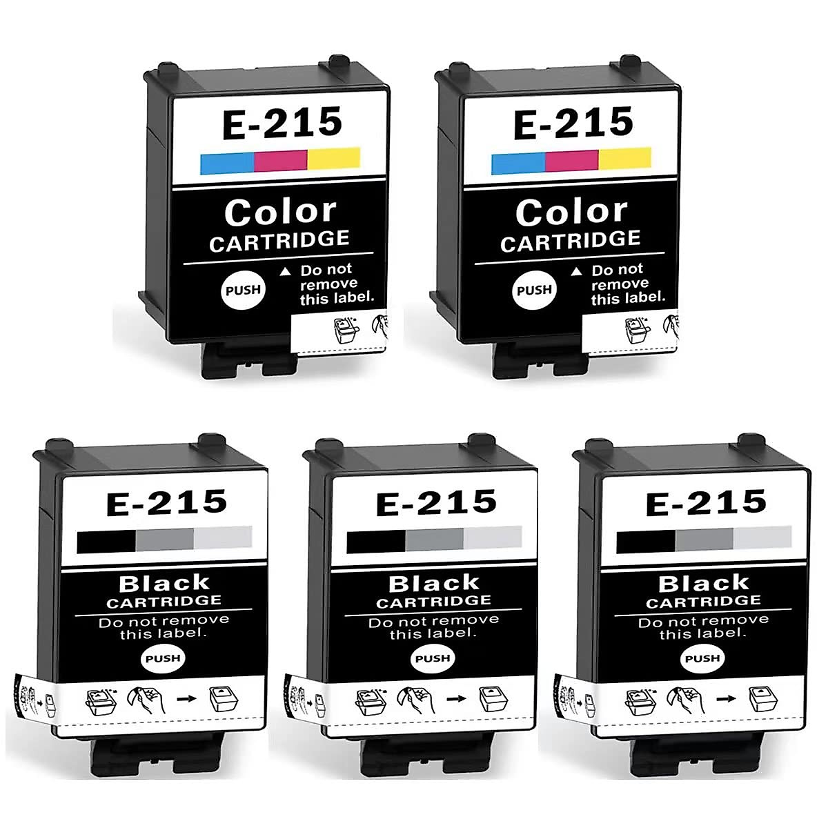 YLULEFFA 215 Ink Cartridges T215 Remanufactured for WF-100 WF-110 wf110 wf100 Printer, Pigment 5-Pack: 3 Black, 2 Color