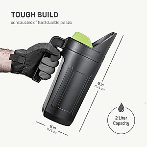 Handheld Spreader (2 Liters) Adjustable Dial Multi-Purpose Hand Spreader For Use As A Salt Spreader For Snow/Ice, Fertilizer/Grass Seed Spreader, Spot Spreader On Driveways/Walkways +Scoop Included