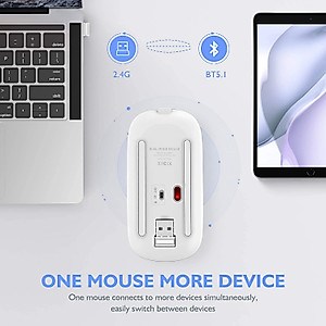 Neises LED Wireless Mouse,Wireless Mouse for MacBook Air/MacBook Pro/Mac/Laptop/MacBook/iPad,Bluetooth Mouse for MacBook Air/Pro/Mac/ipad/ipad pro/OS 13 and Above (White)