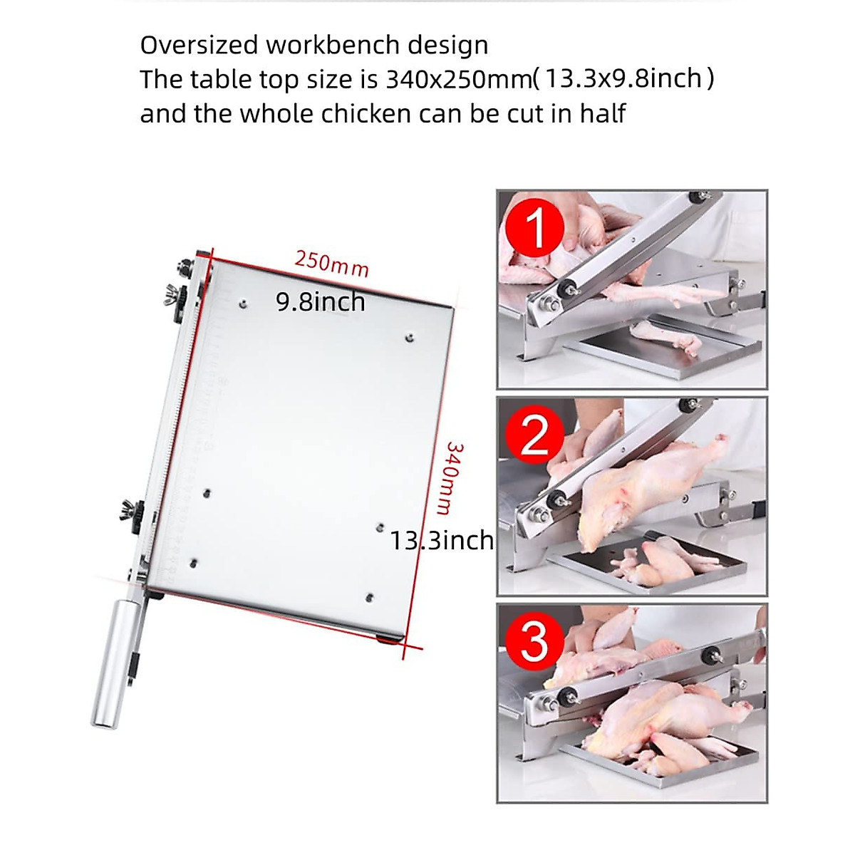 Manual Bone Meat Slicer Chopper Ribs Cutter Double Blade 13.5In Stainless Steel for Fish Chicken Beef Mutton Household Vegetable Food Slicer Slicing Machine