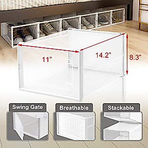 AJP Distributors 6 Collapsible Stackable Shoe Organizer Racks for Closets and Entryway Shoes Storage Cabinet Storage Bins Men Women Kids Guest Sneakers Clear Plastic Boxes Lids Small Medium Or Large