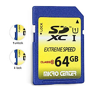 64GB SD Card Class 10 SDXC Flash Memory Card Full Size SD Chip USH-I U1 Trail Camera Memory Card by Micro Center (2 Pack)