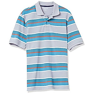 Amazon Essentials Men's Regular-Fit Cotton Pique Polo Shirt, Blue White Stripe, X-Small